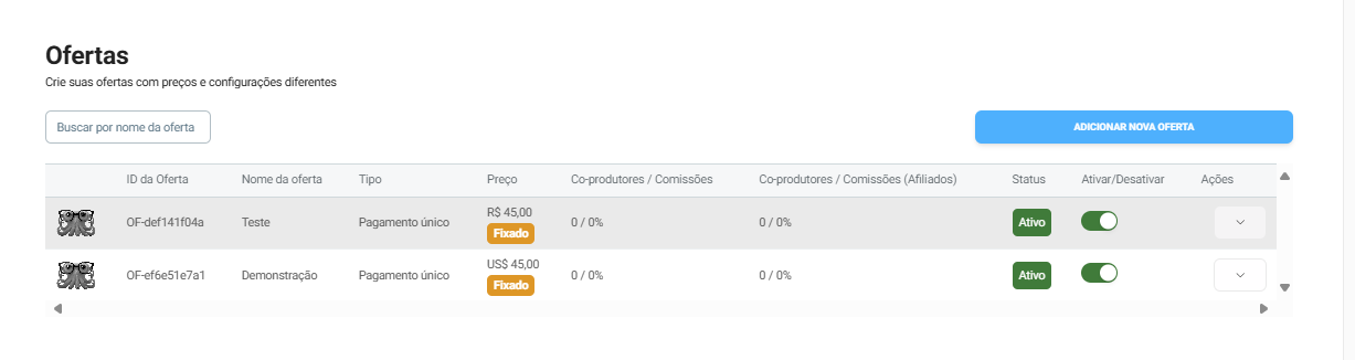 Como criar uma oferta – Octuspay